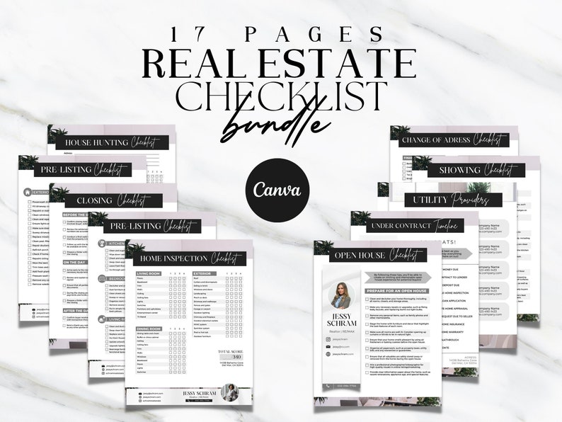 Realtor Checklist Bundle Canva Template Home Seller Real Estate ...