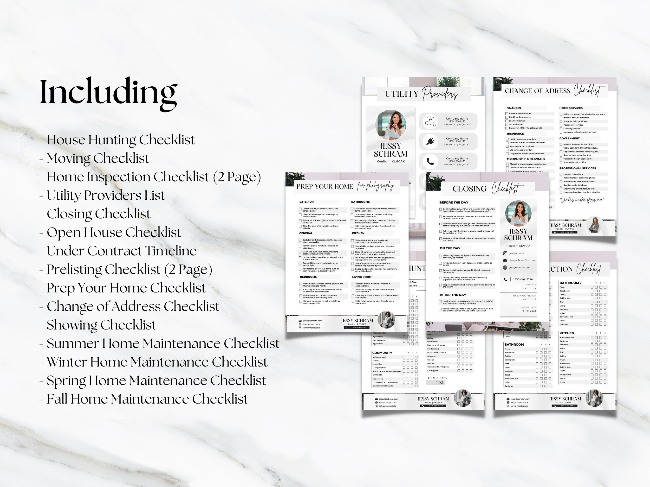 Luxury White Checklist Bundle for Realtors Canva Template Printable ...