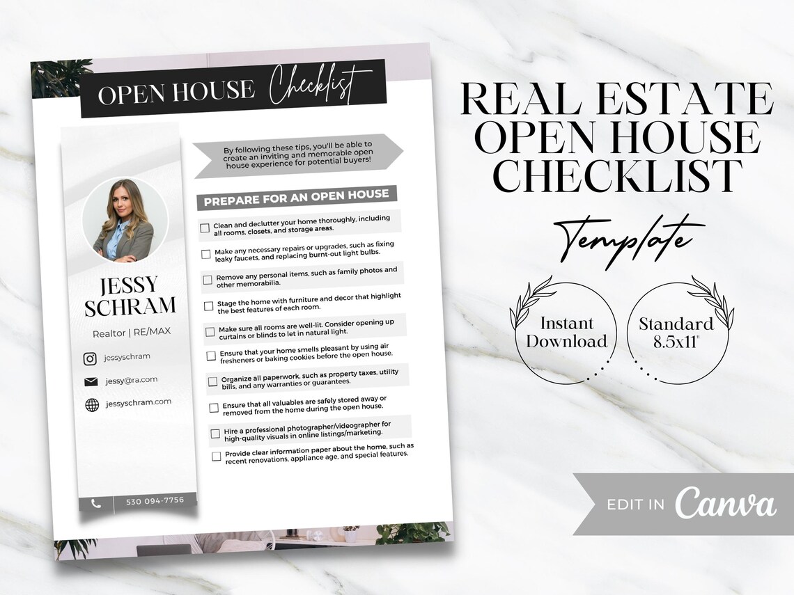 Luxury Open House Checklist Canva Template Open House Checklist ...