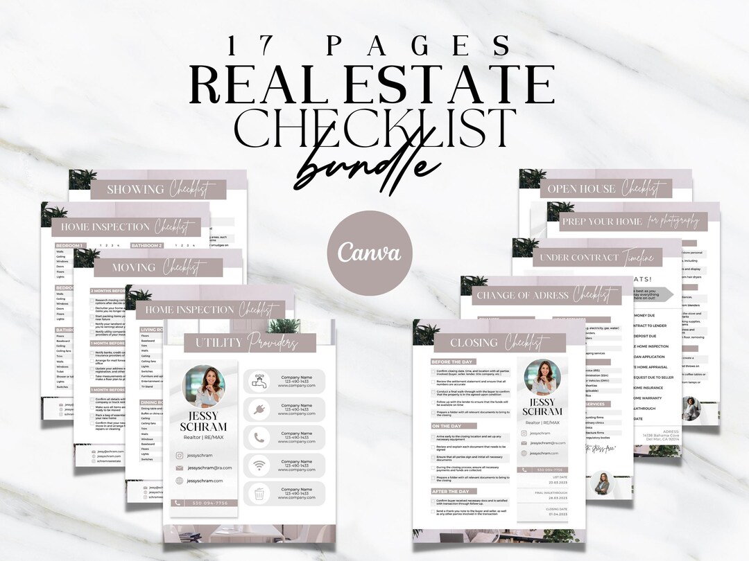 Beige Checklist Bundle Canva Template Home Seller Real Estate Beige ...