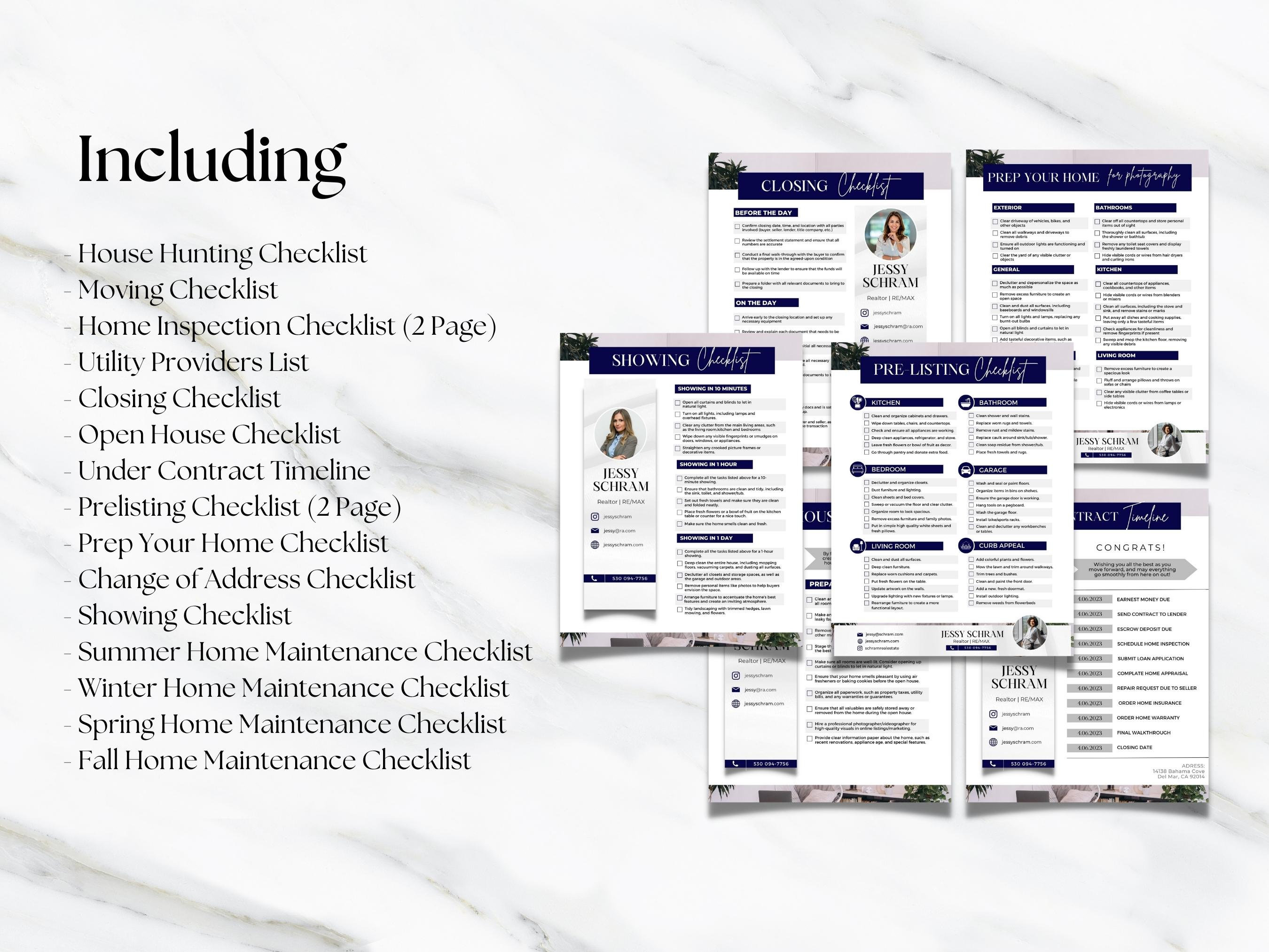 Dark Blue Checklist Bundle Printable Real Estate Checklist Canva ...