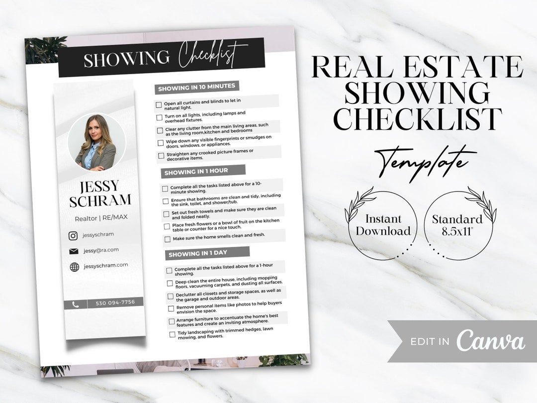 Printable Showing Checklist Template | Real Estate Showing Checklist ...
