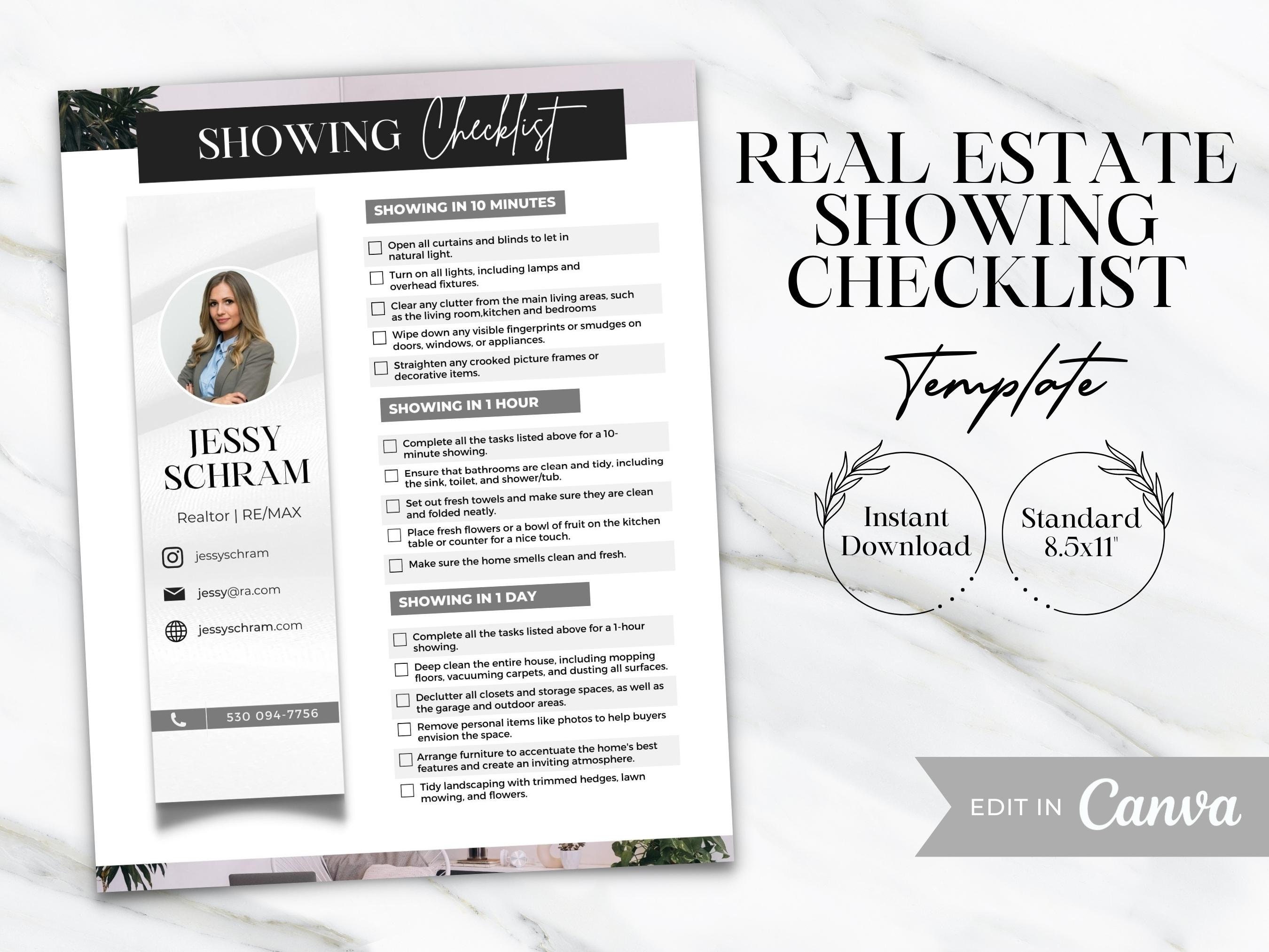 Printable Showing Checklist Template Real Estate Showing Checklist ...