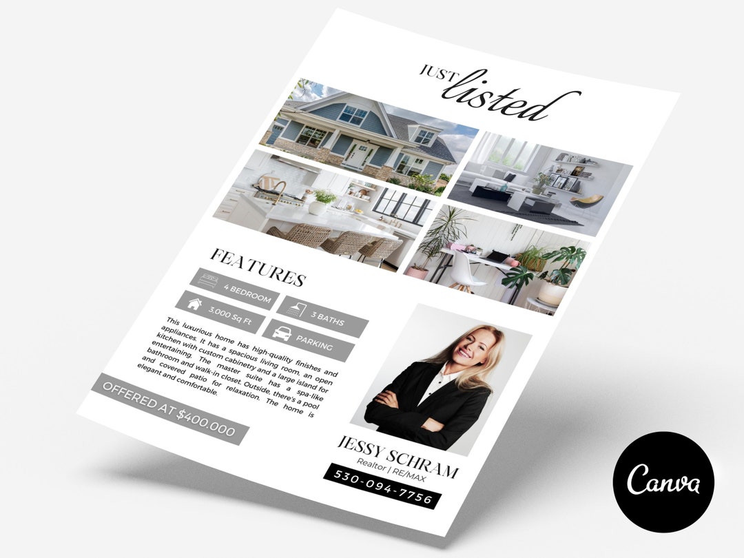 Just Listed Flyer | Real Estate White Just Listed Flyer Template ...