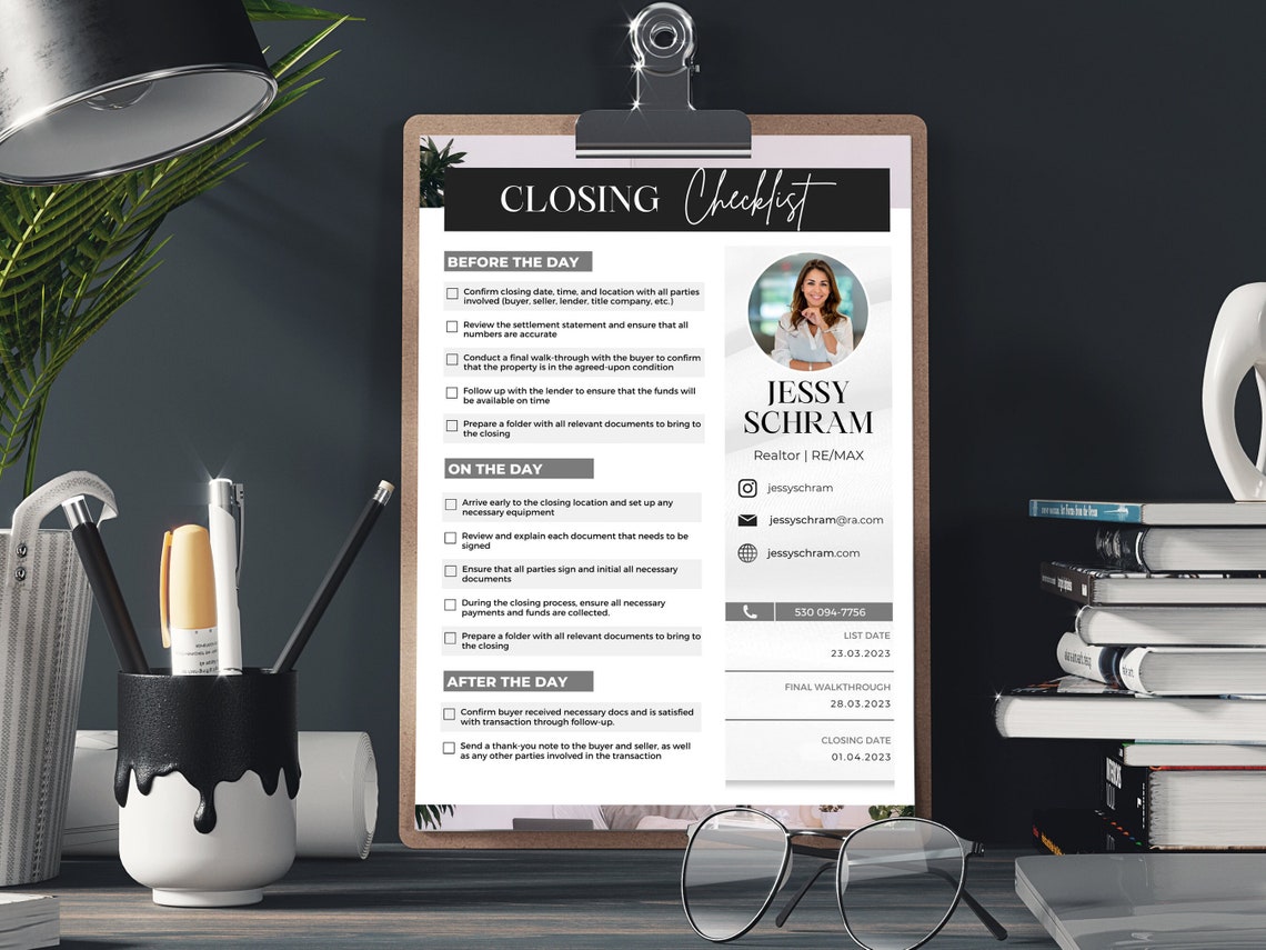 Real Estate Closing Day Checklist Canva Template Home Seller Closing ...