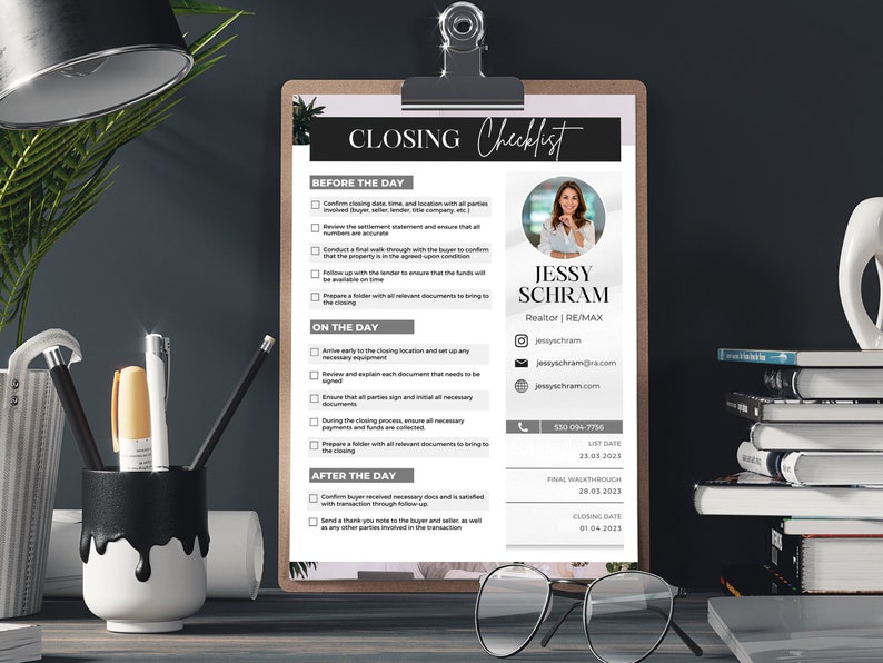Real Estate Closing Day Checklist Canva Template Home Seller Closing ...