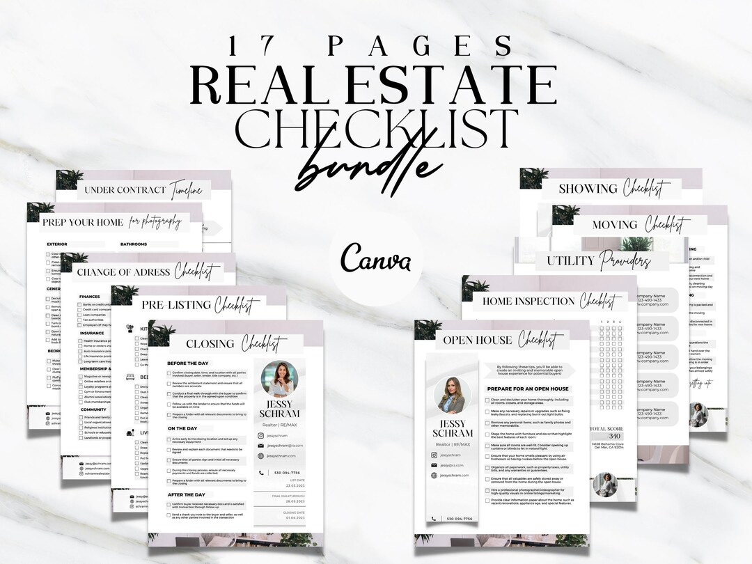 Realtor Checklist Bundle: White Real Estate Templates for Canva ...