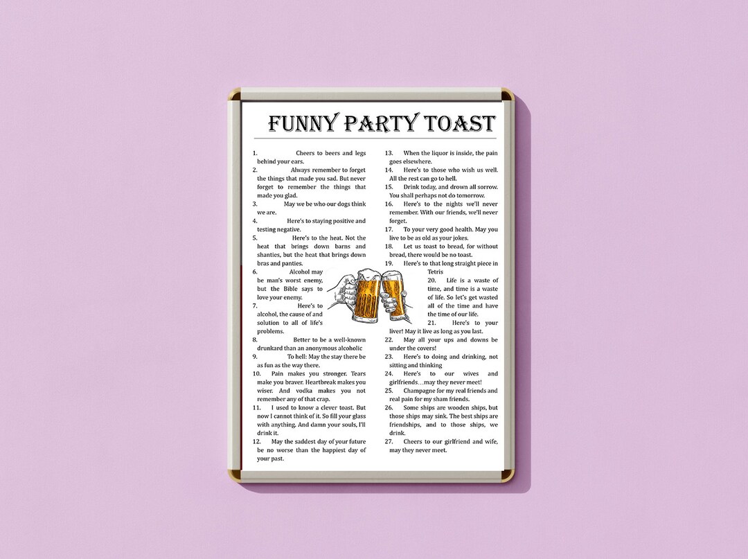Funny Party Toast for College Students, Dorm Room and Party Idea - Etsy