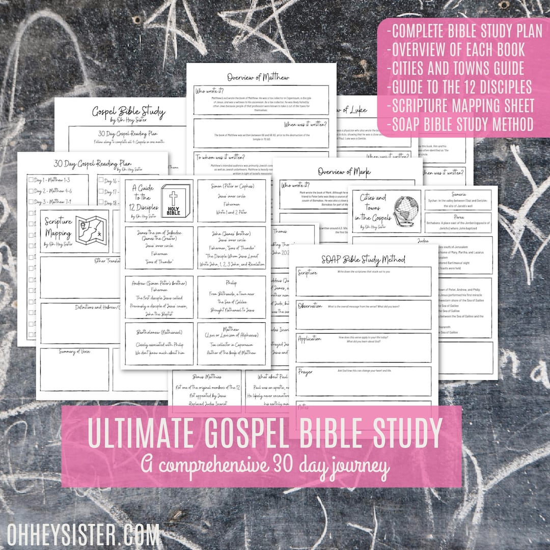 Printable Gospel Bible Study Planner - in Depth Bible Study Journal ...