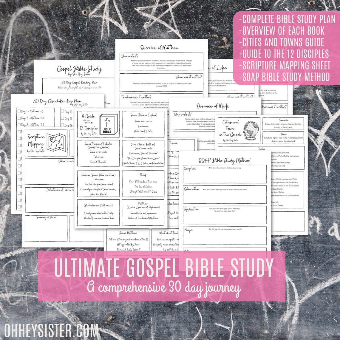 Printable Gospel Bible Study Planner - in Depth Bible Study Journal ...