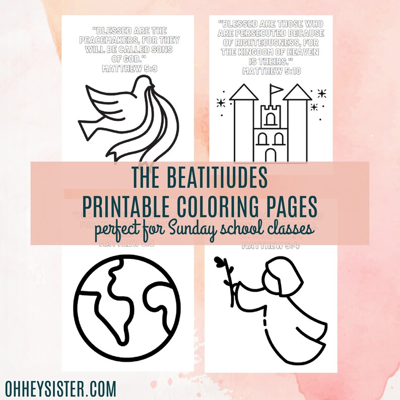 Printable Beatitudes Coloring Pages - Children's Bible Study, Verses ...