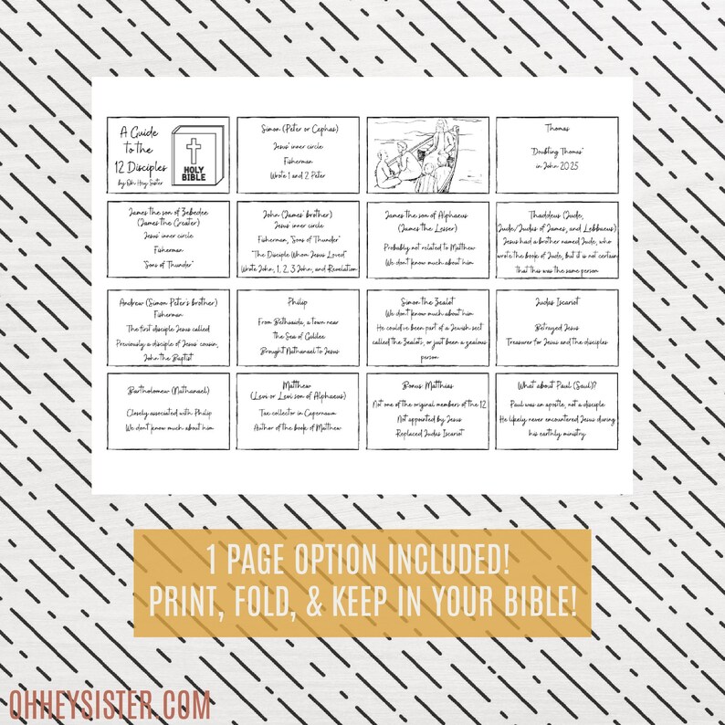 12 Disciples Bible Reference Sheets - Printable Bible Study Page - in ...