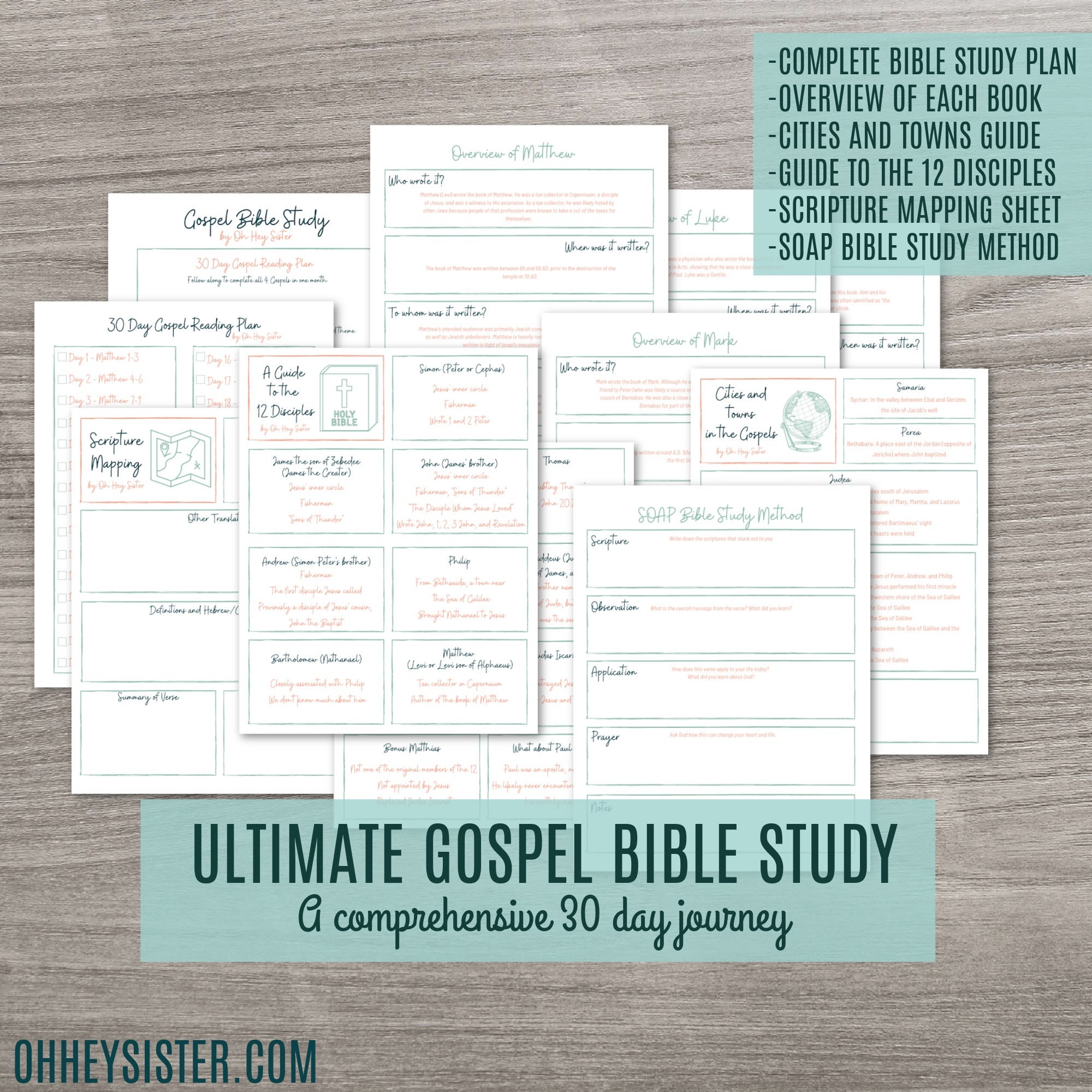 Printable Gospel Bible Study Planner, References, Journaling - in Depth ...