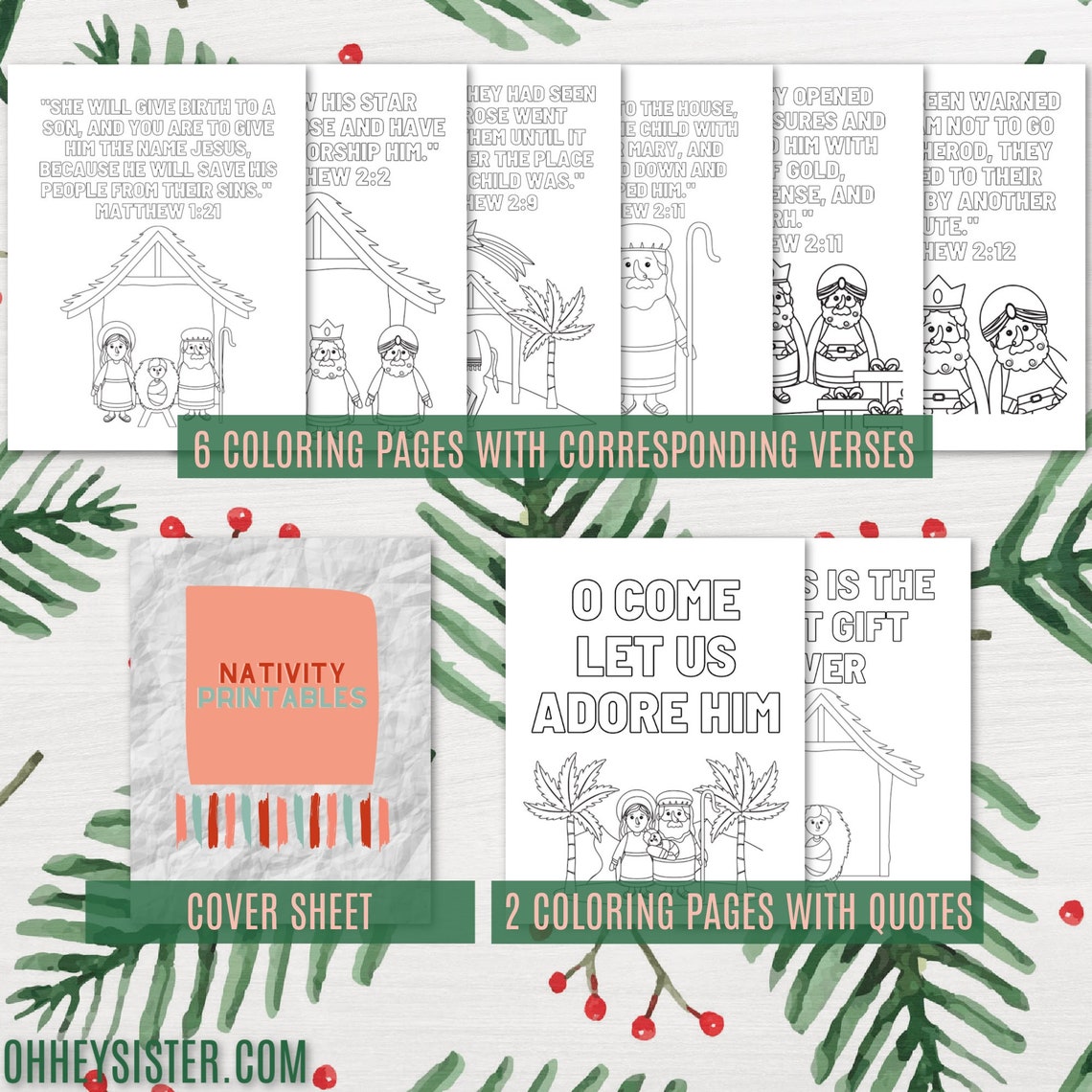 Printable Nativity Story Coloring Pages - Christmas Story Coloring Book ...