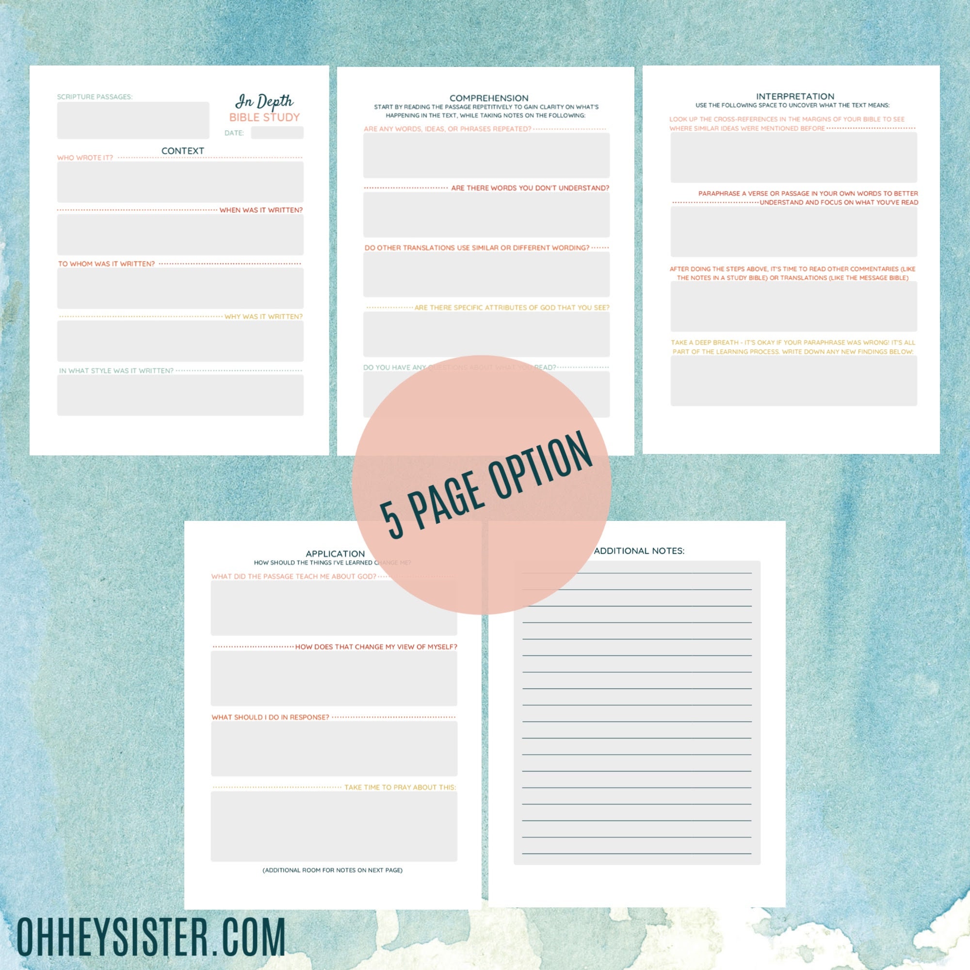Printable Bible Study Notes and Planner - in Depth Bible Study Journal ...