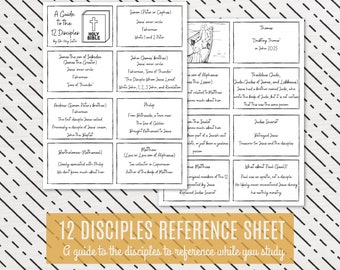 12 Disciples Bible Reference Sheets - Printable Bible Study Tool - in ...