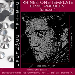 Elvis Presley SS6 Rhinestone Portrait Bling SVG Instant Digital ...