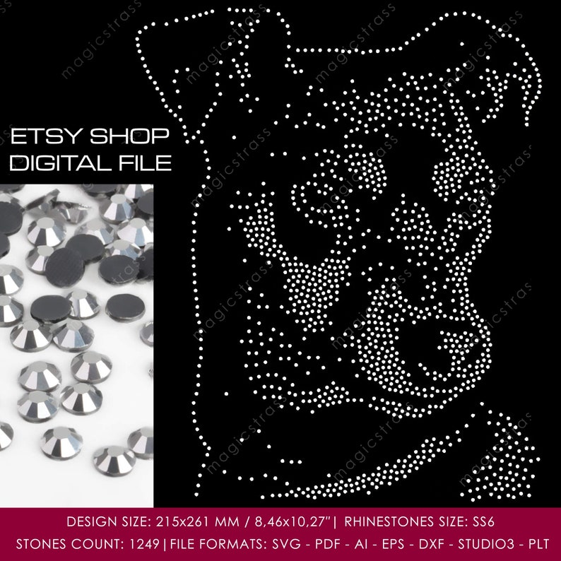 Dog Pinscher SS6 Rhinestone Crystal Diamond Instant Digital Download ...