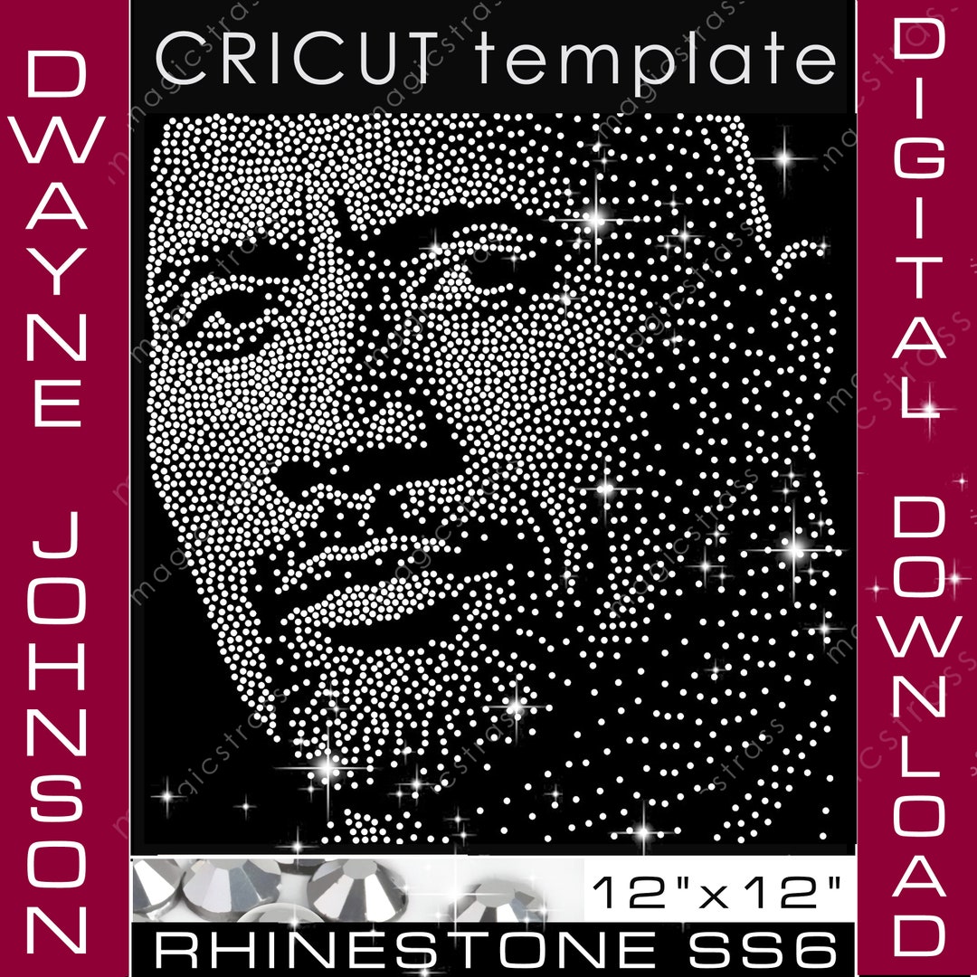 Dwayne Johnson the Rock SS6 Rhinestone Portrait Bling SVG Instant ...