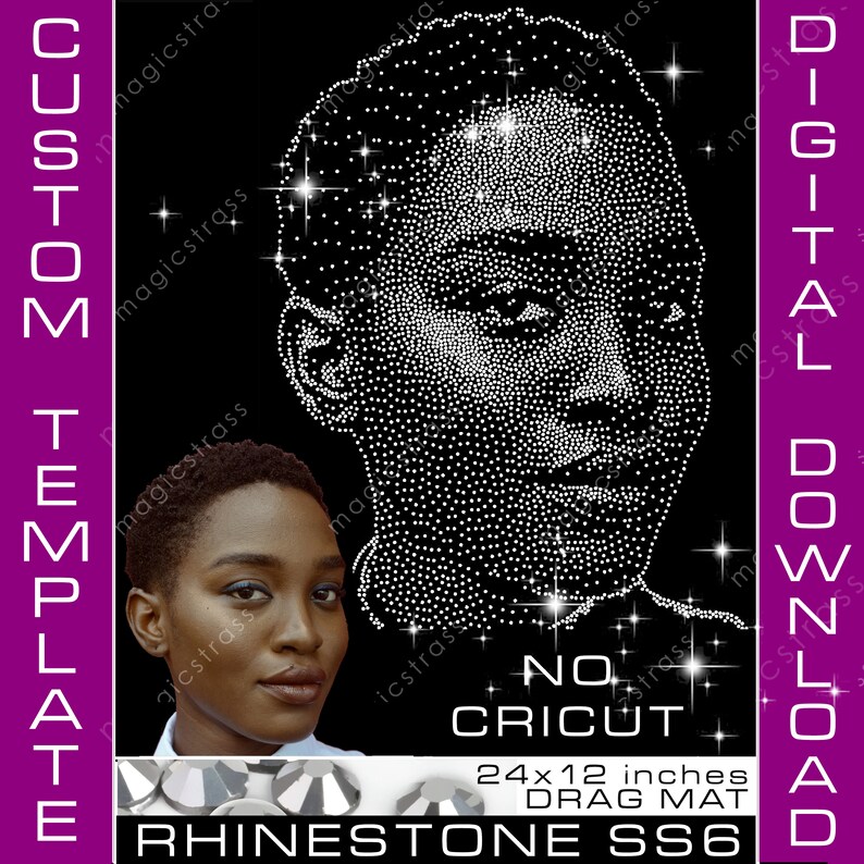 Large Custom Rhinestone Template SS6 Portrait Bling SVG Instant Digital ...