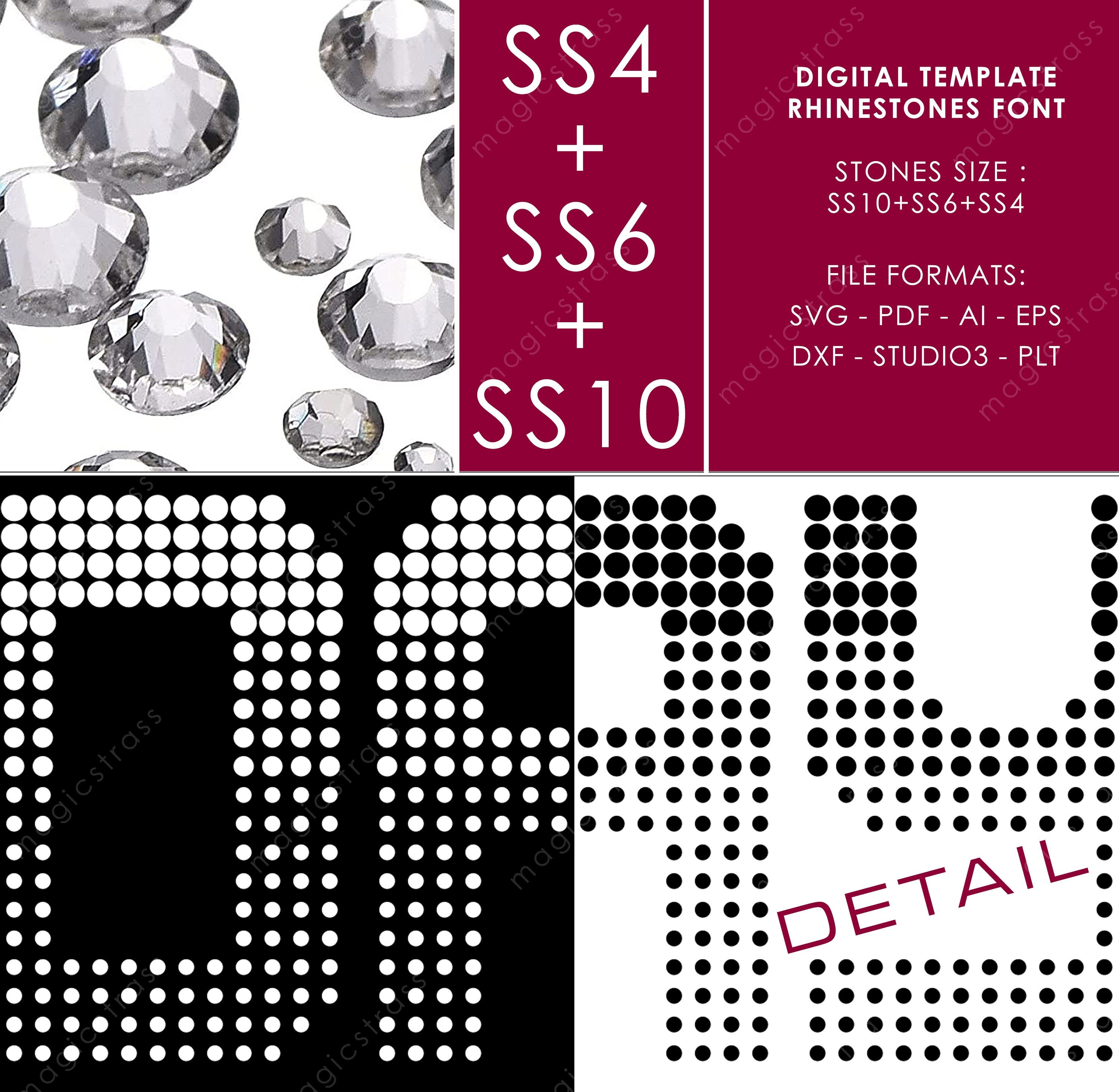 SS4 SS6 SS10 Alphabet Letter Rhinestone Crystal Diamond Instant Digital ...