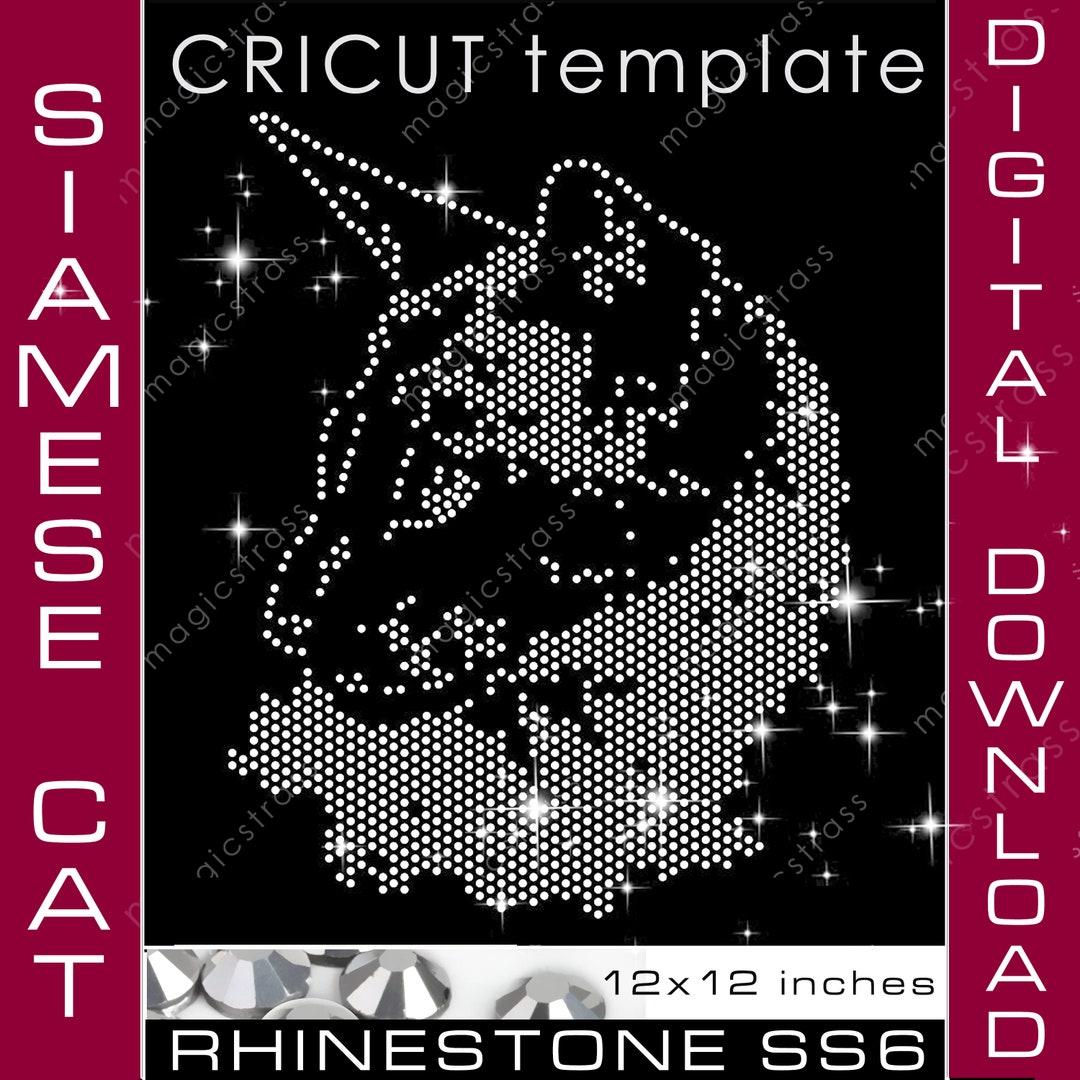 Siamese Cat SS6 Bling Rhinestone Iron on Transfer File, SVG EPS DXF ...