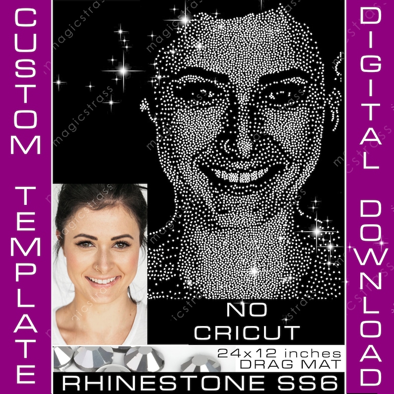 Large Custom Rhinestone Template SS6 Portrait Bling SVG Instant Digital ...