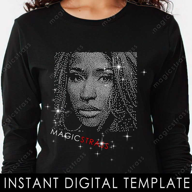 Nicki Minaj Rapper SS6 Rhinestone Portrait Bling SVG Instant Digital ...