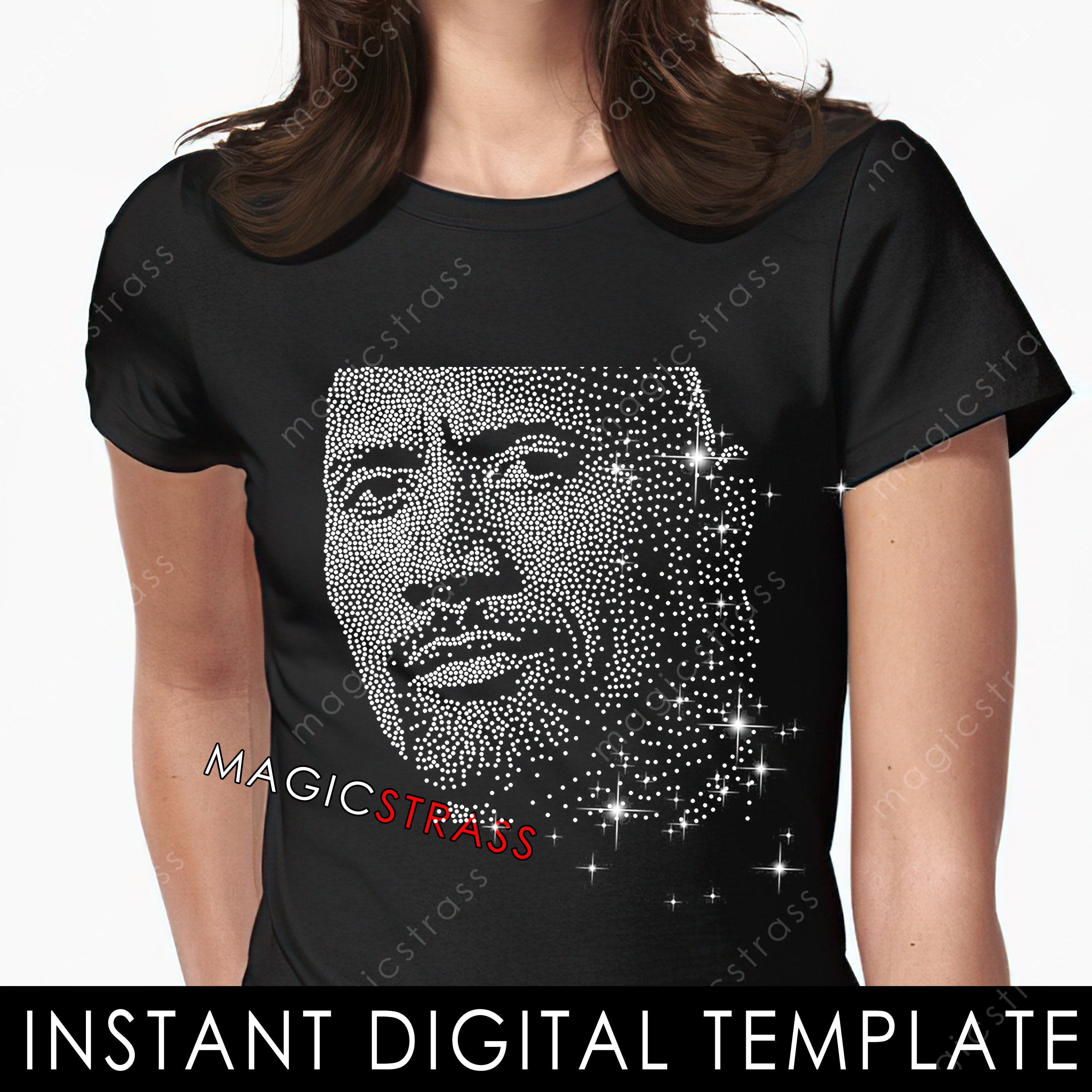 Dwayne Johnson the Rock SS6 Rhinestone Portrait Bling SVG Instant ...