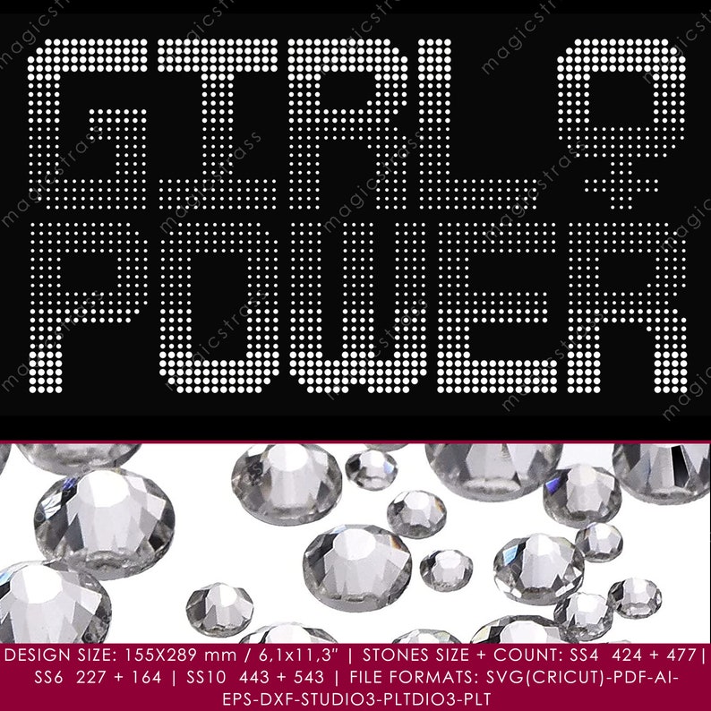 SS4 SS6 SS10 Girl Power Alphabet Letter Rhinestone Crystal Diamond ...