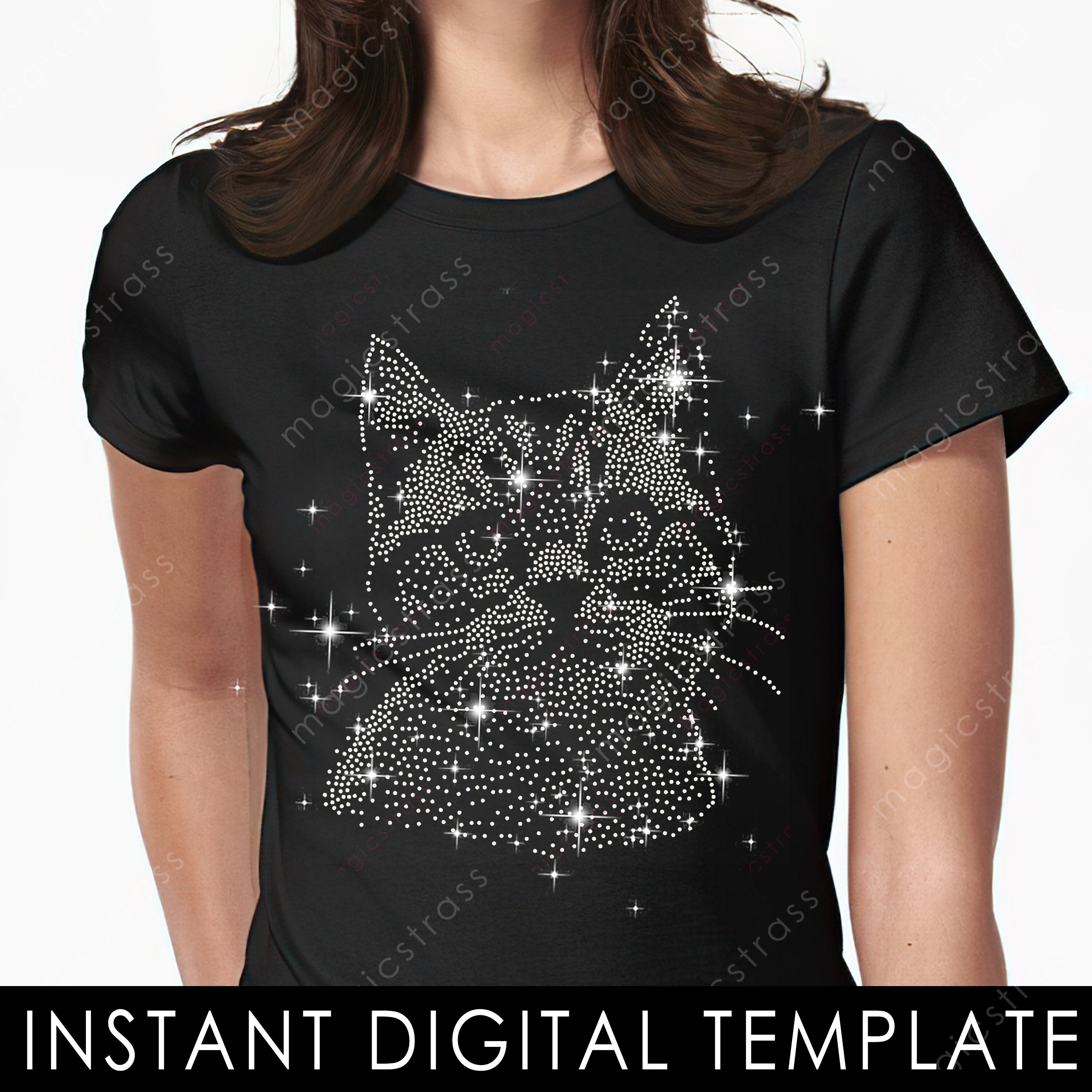 Cat SS6 Rhinestone Crystal Diamond Instant Digital Download, Svg, Eps ...