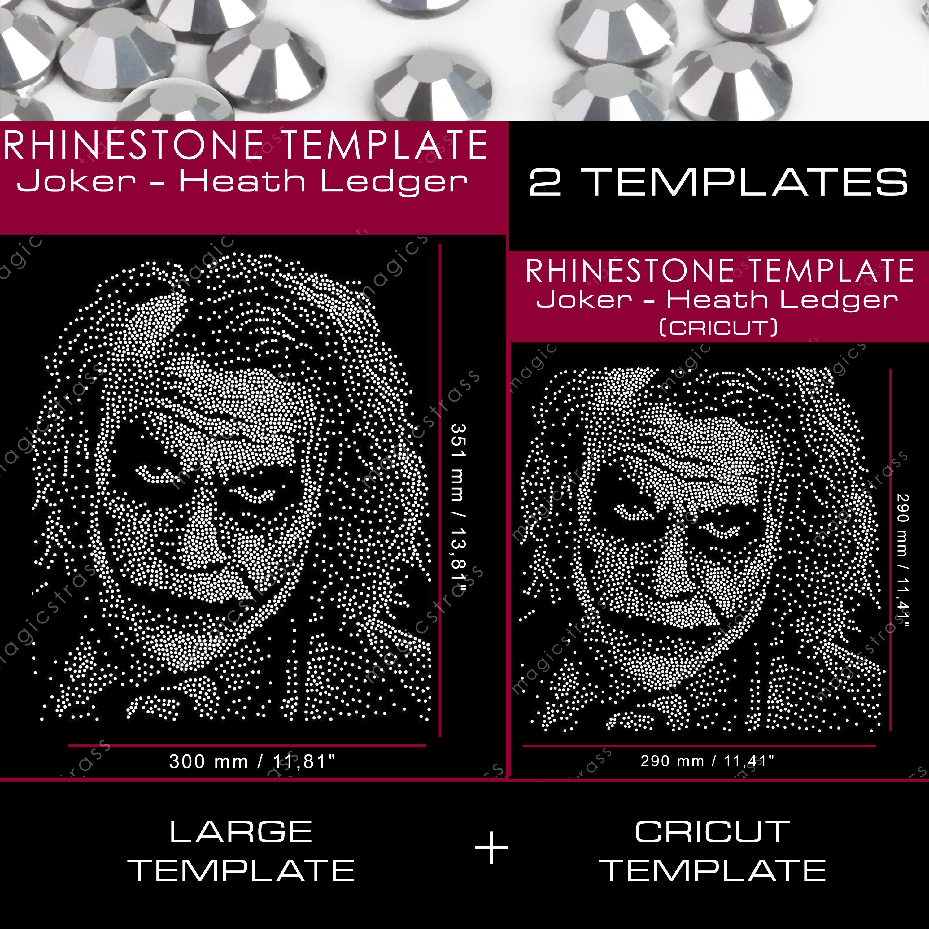 Heath Ledger Joker Halloween SS6 Large Strass Bling Silhouette Portrait ...