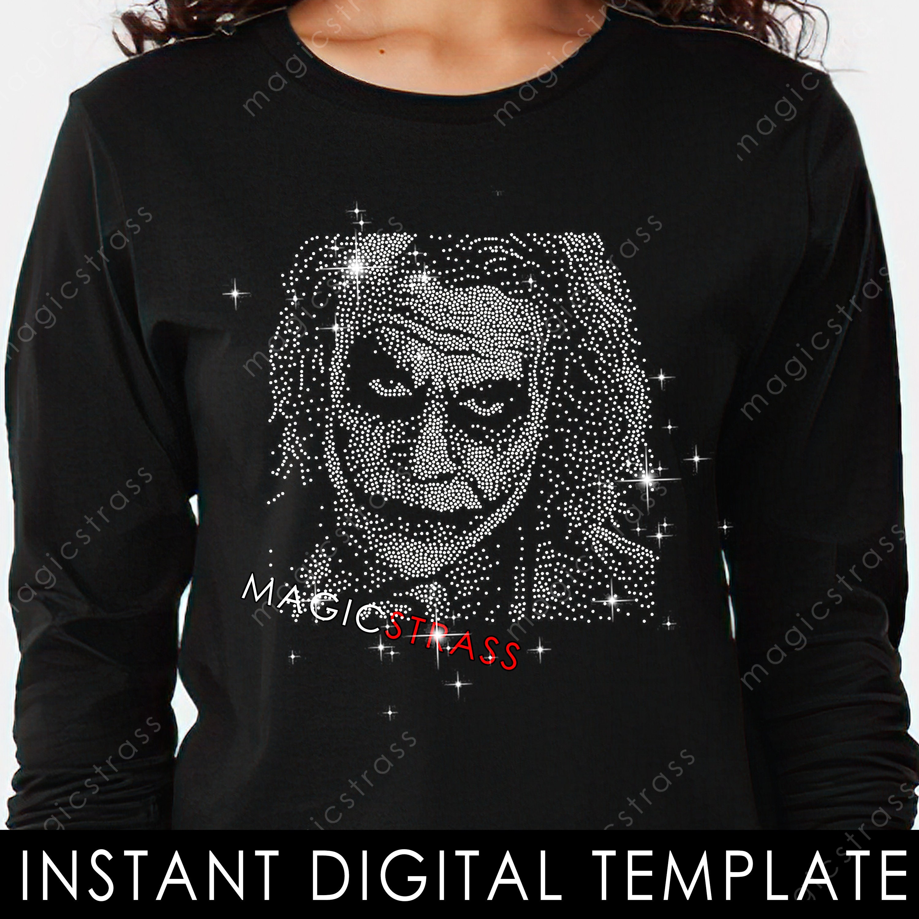 Heath Ledger Joker Halloween SS6 Large Strass Bling Silhouette Portrait ...