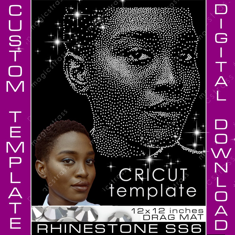 Custom Rhinestone Template SS6 Portrait Bling SVG Instant Digital ...