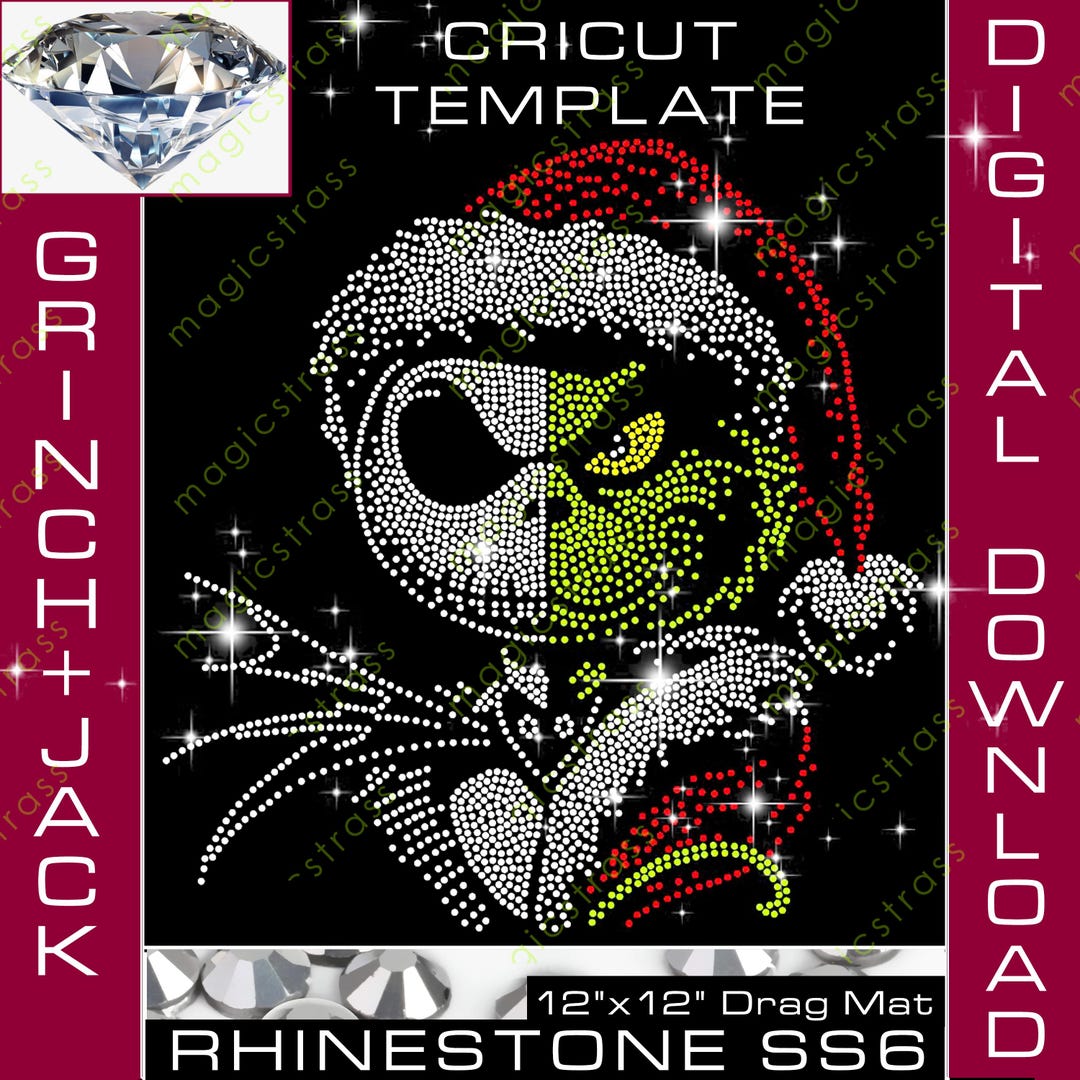 Grinch and Jack Skeletron SS6 Rhinestone Bling Portrait Instant Digital ...