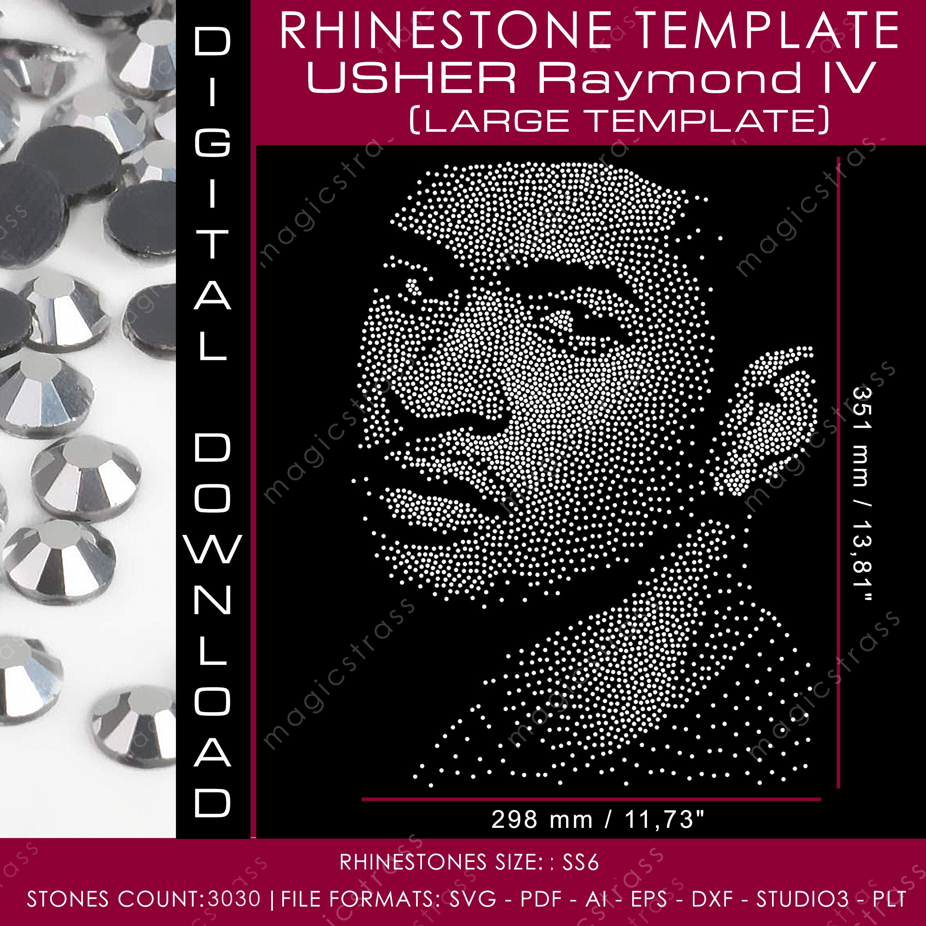 Usher Raymond Large SS6 Strass Crystal Diamond Bling Instant Digital ...