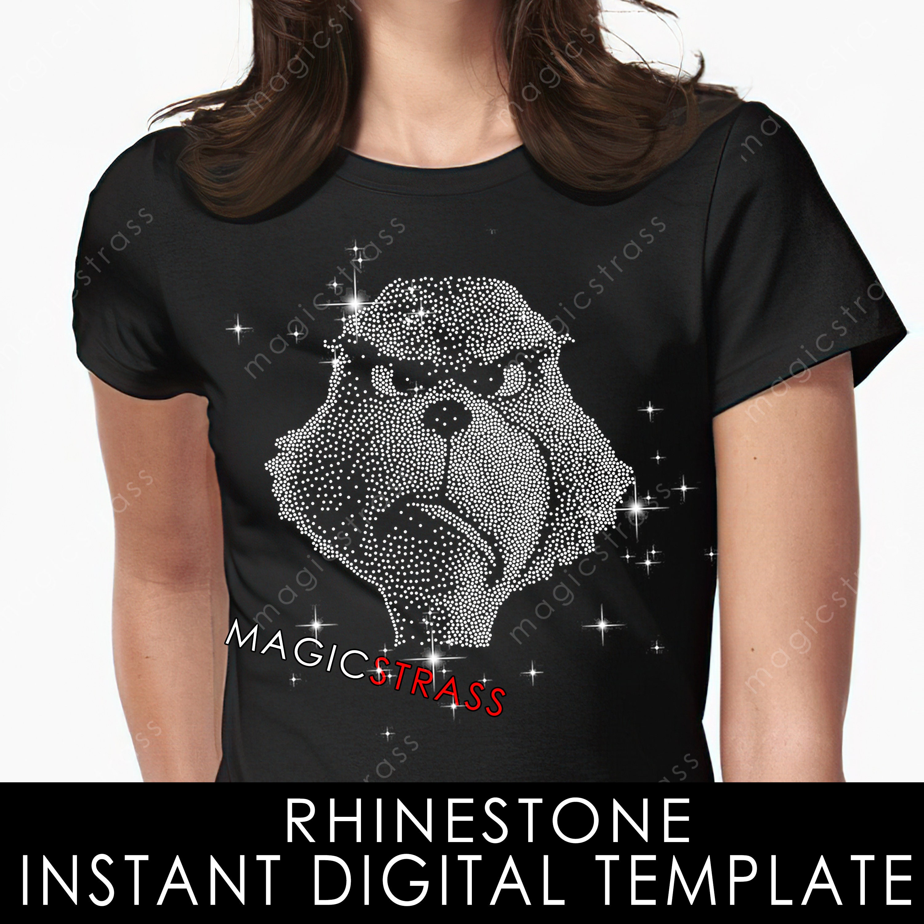 The Grinch Cartoon Large SS6 Rhinestone Bling Design Instant Digital ...