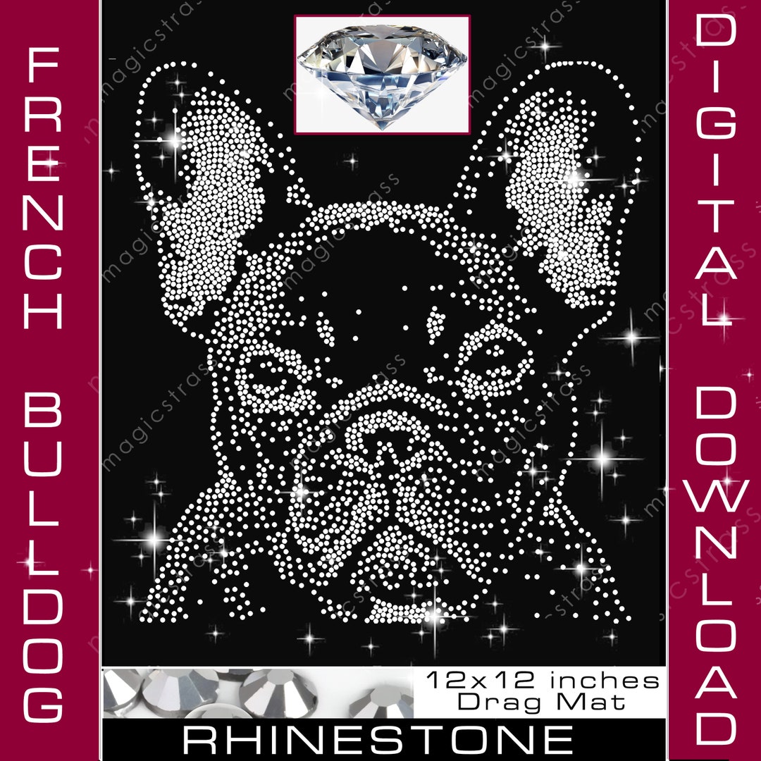 French Bulldog SS6 Bling Rhinestone Iron on Transfer File,svg EPS DXF ...