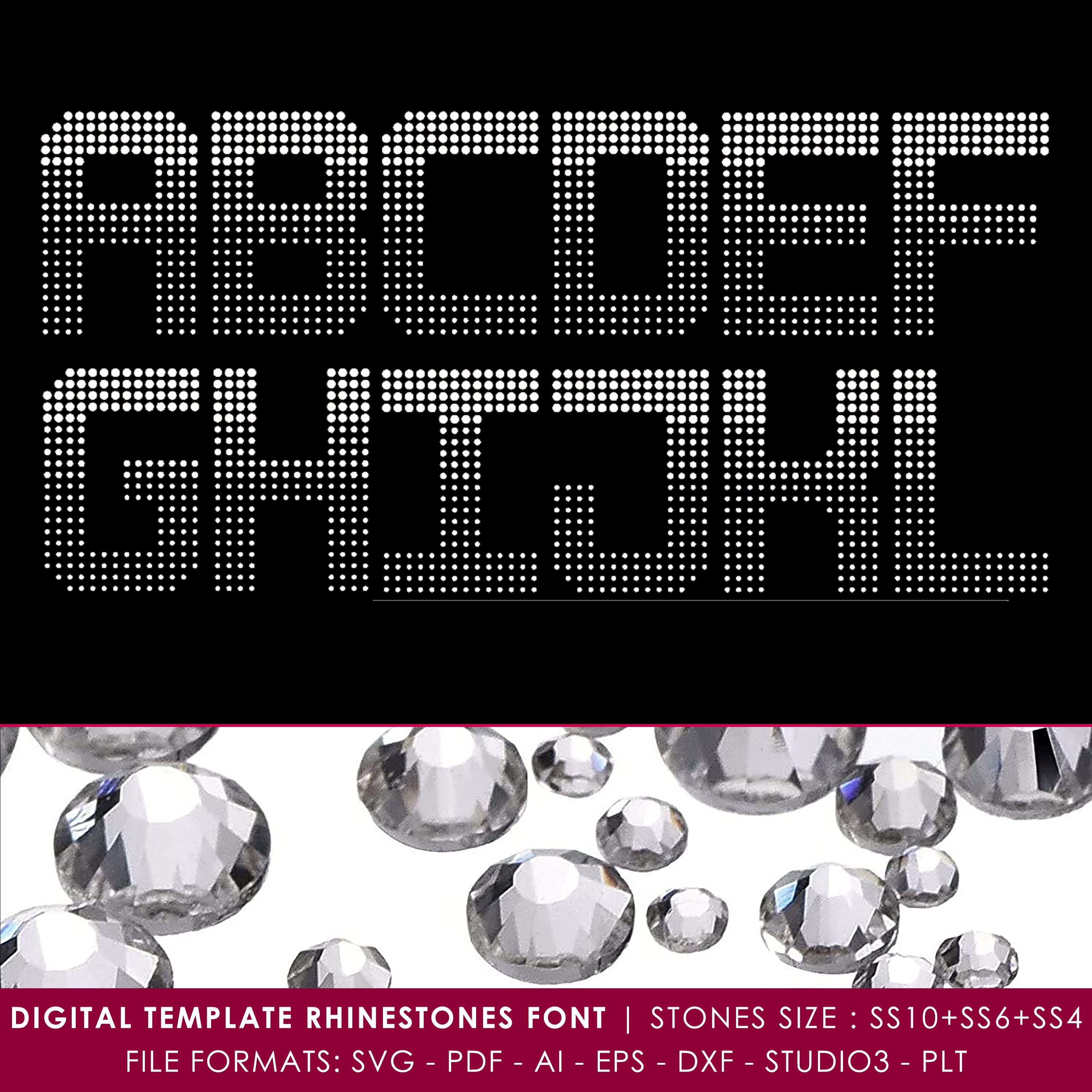 SS4 SS6 SS10 Alphabet Letter Rhinestone Crystal Diamond Instant Digital ...