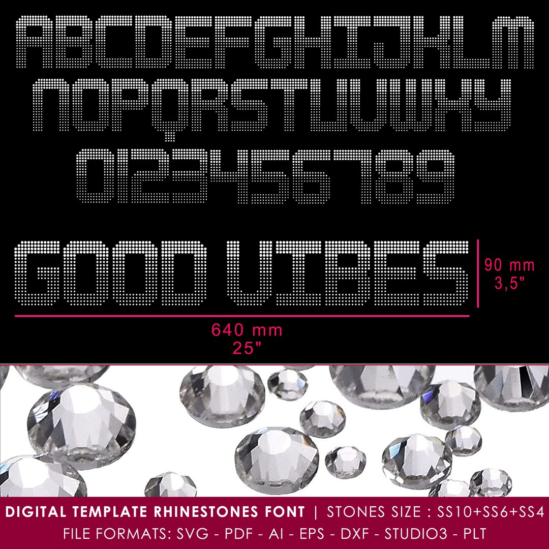 SS4 SS6 SS10 Alphabet Letter Rhinestone Crystal Diamond Instant Digital ...