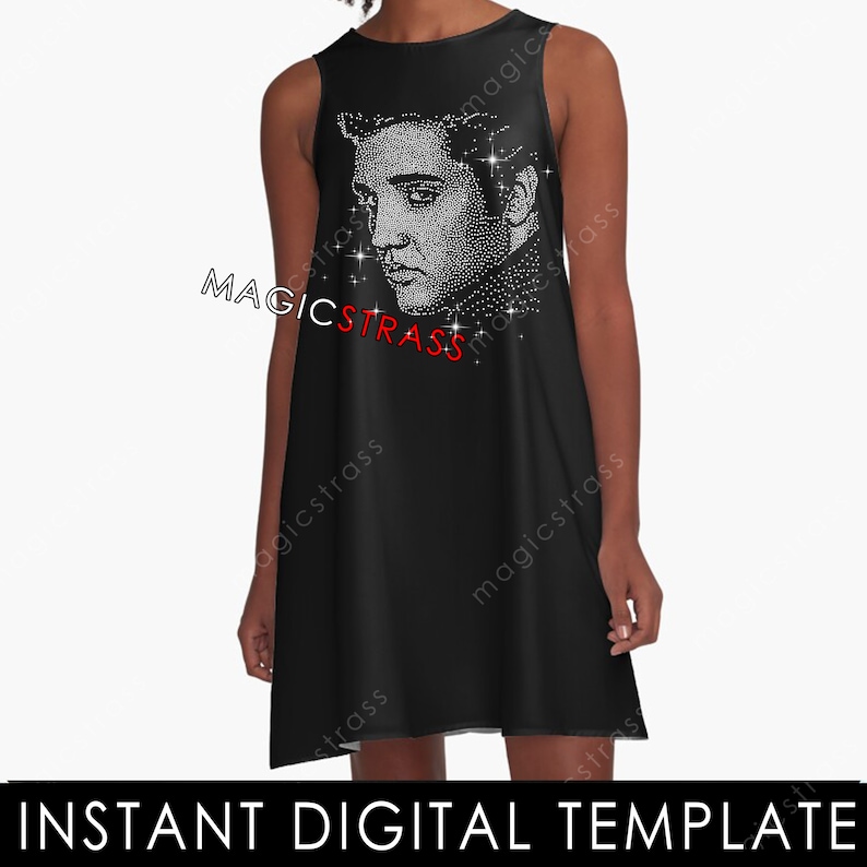 Elvis Presley SS6 Rhinestone Portrait Bling SVG Instant Digital ...
