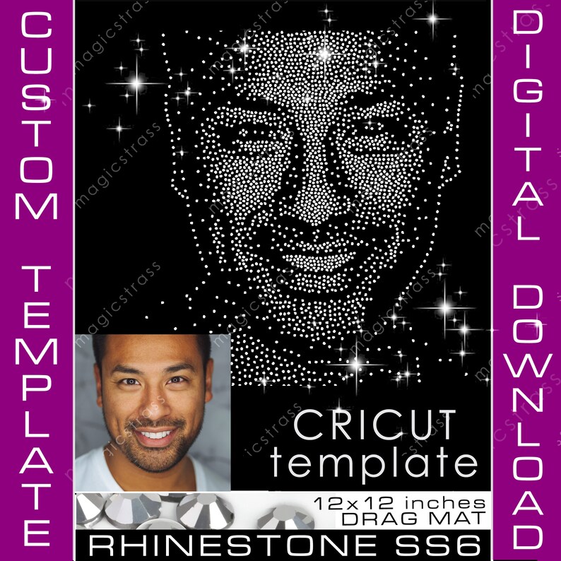Custom Rhinestone Template SS6 Portrait Bling SVG Instant Digital ...
