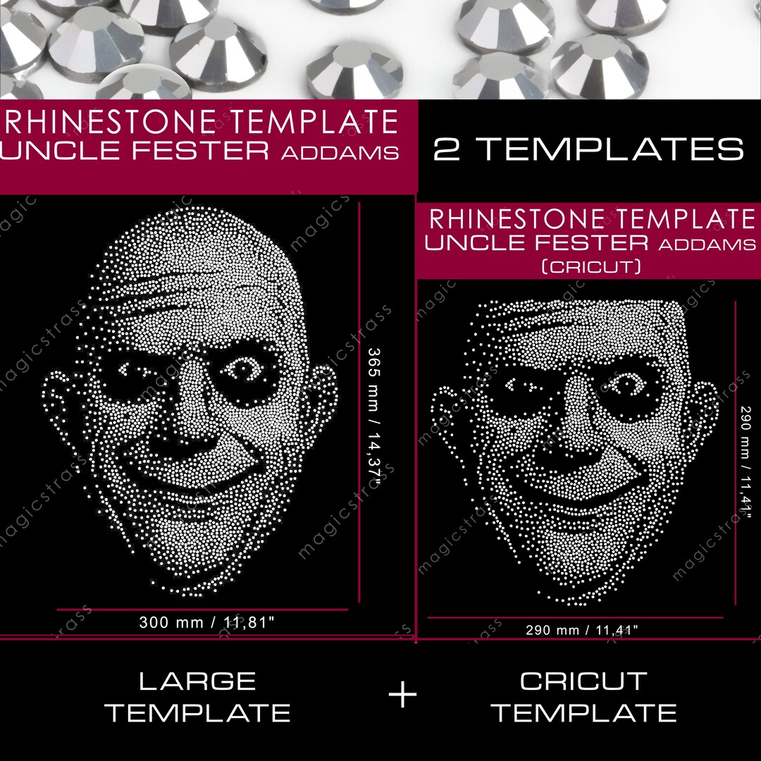 Uncle Fester Addams Halloween Large Rhinestone Design,svg Digital File ...