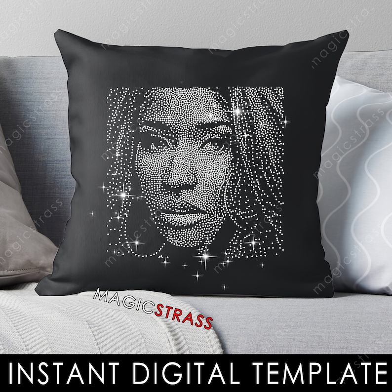 Nicki Minaj Rapper SS6 Rhinestone Portrait Bling SVG Instant Digital ...