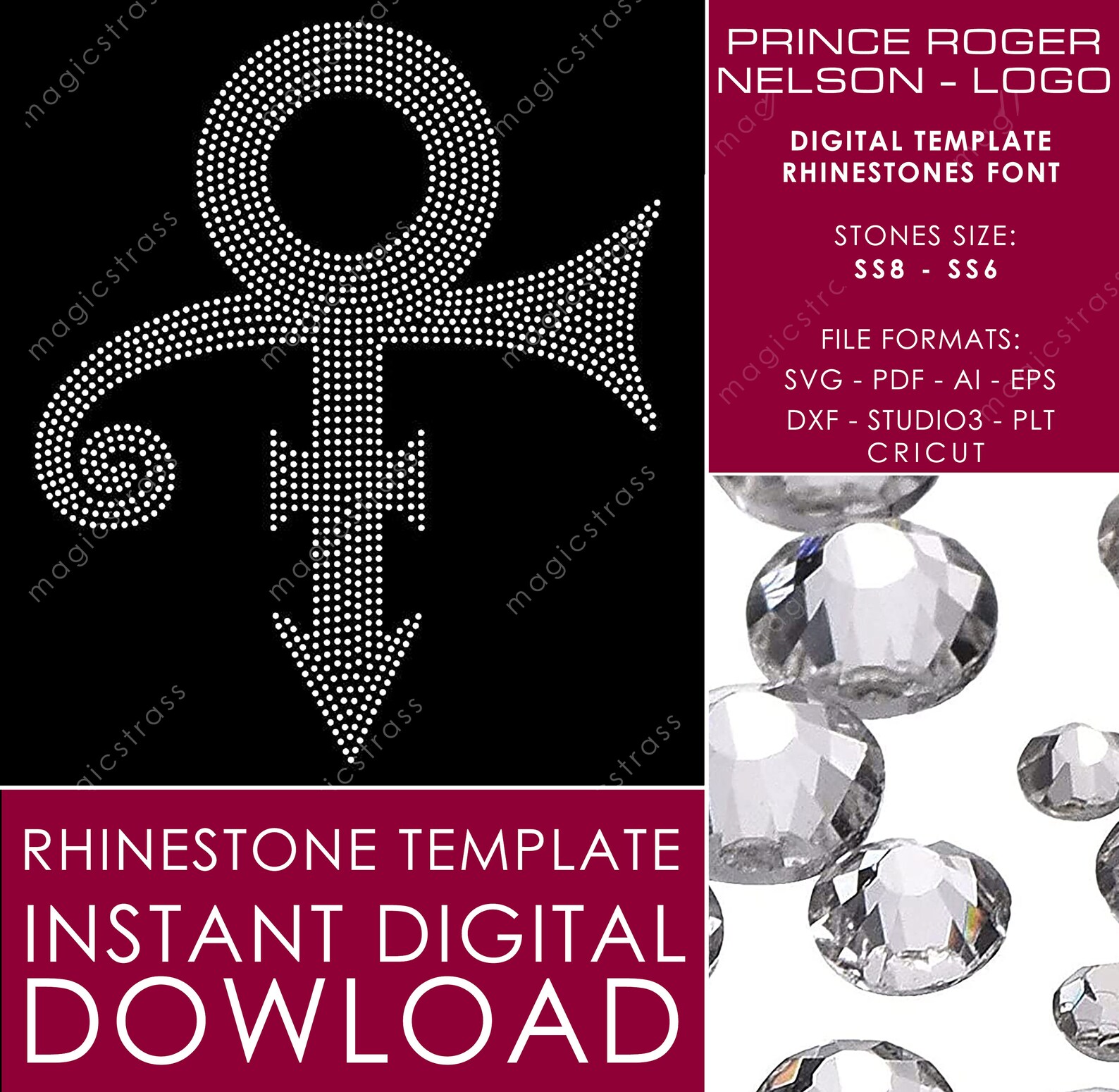 Prince Roger Nelson Logo SS6 SS10 Rhinestone Crystal Diamond - Etsy