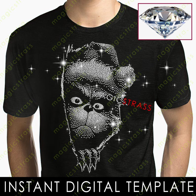 The Grinch Cartoon Large SS6 Rhinestone Bling Design Instant Digital ...