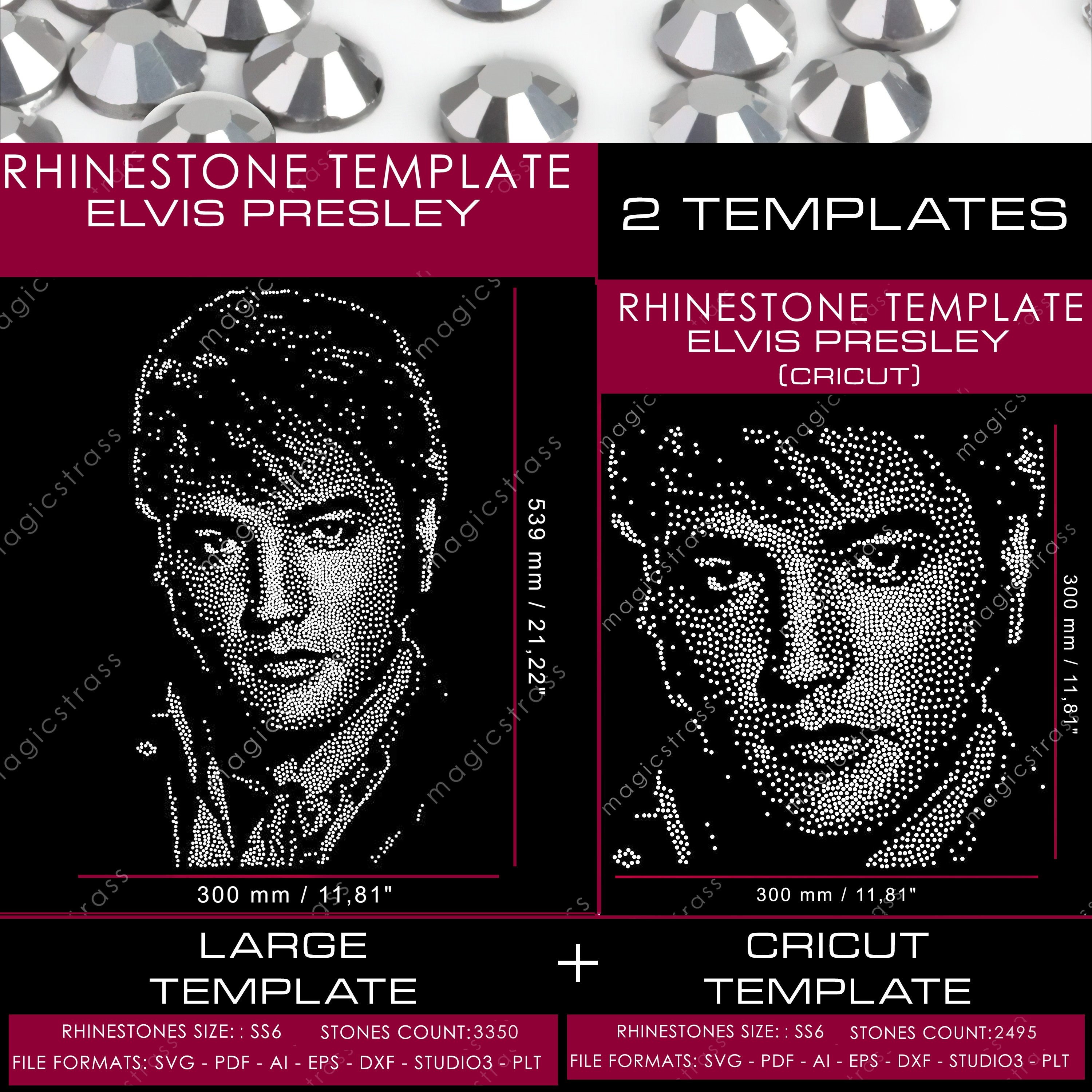 Elvis Presley Large SS6 Strass Iron on Transfer Design,instant Digital ...