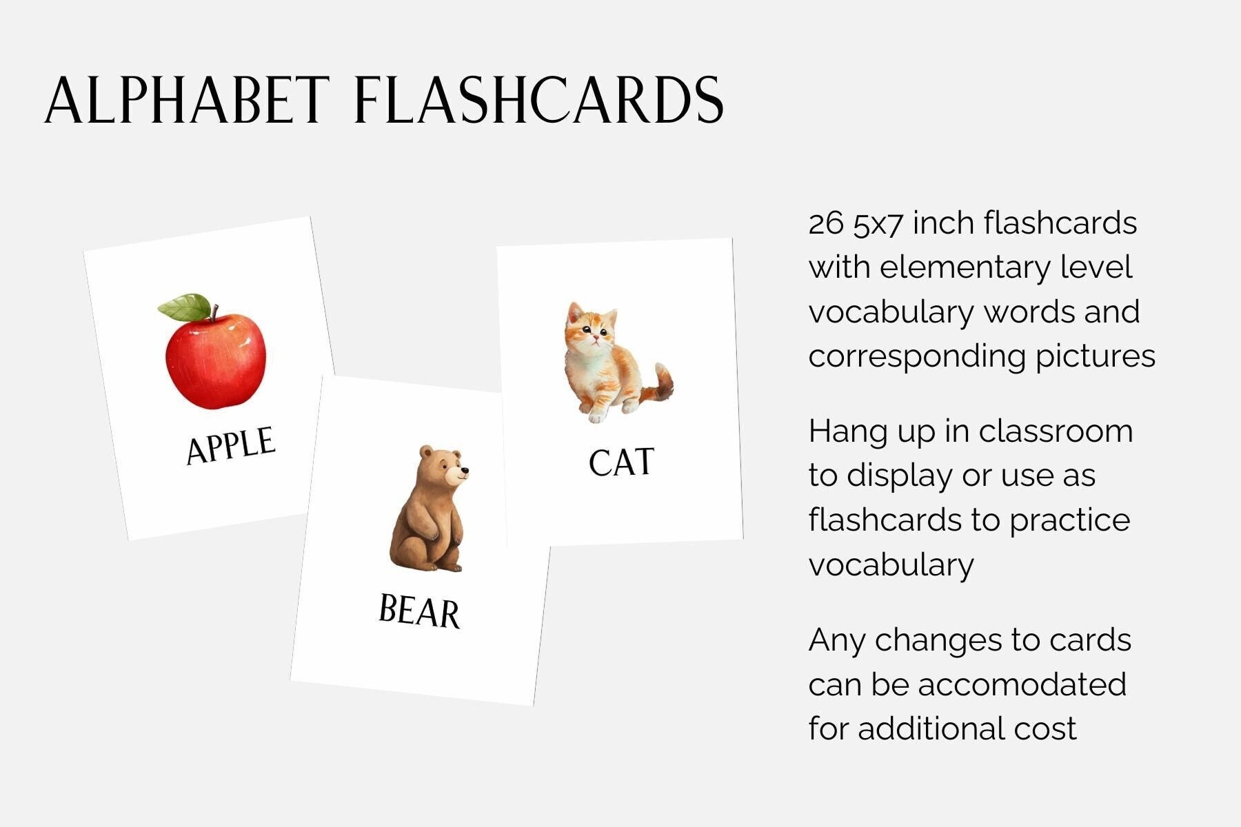 Printable ABC Cards for Classroom Elementary Alphabet Flashcards for ...