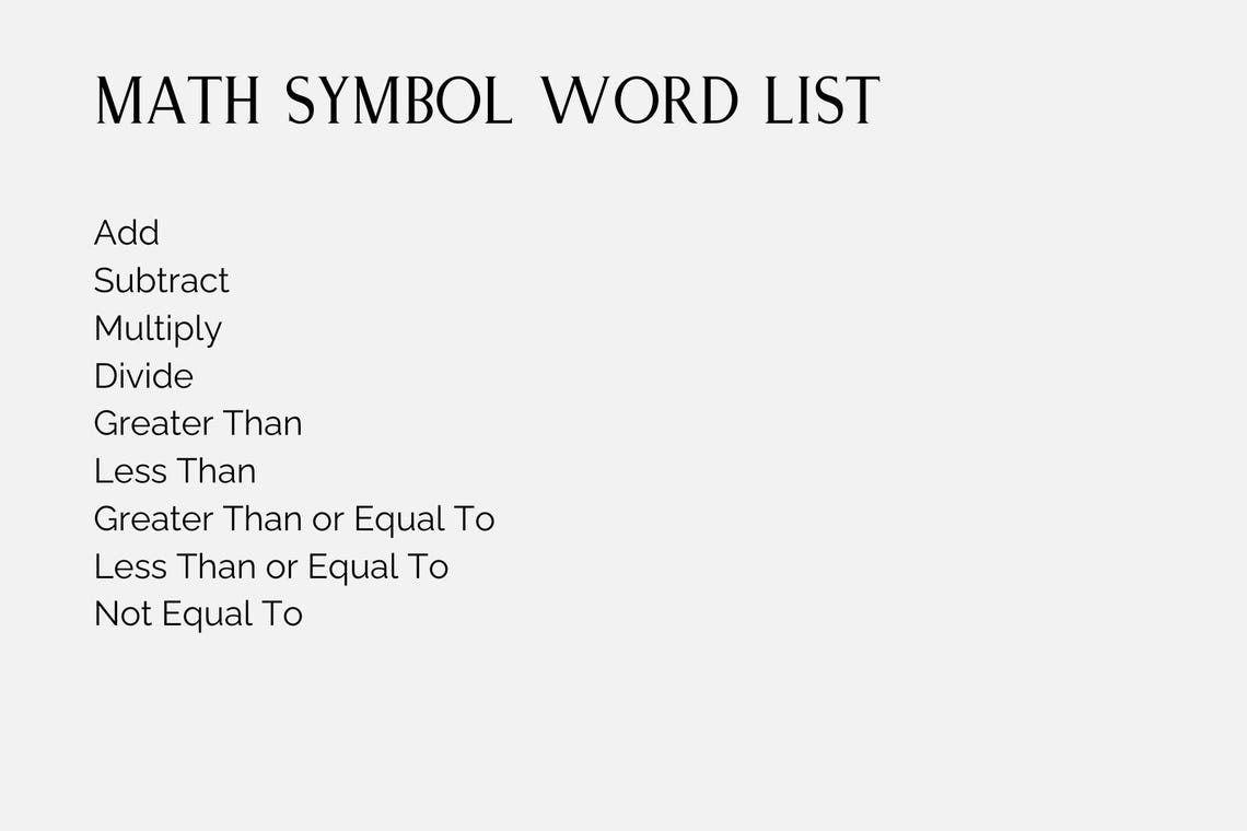 Math Symbol Cards for Classrooms - Etsy