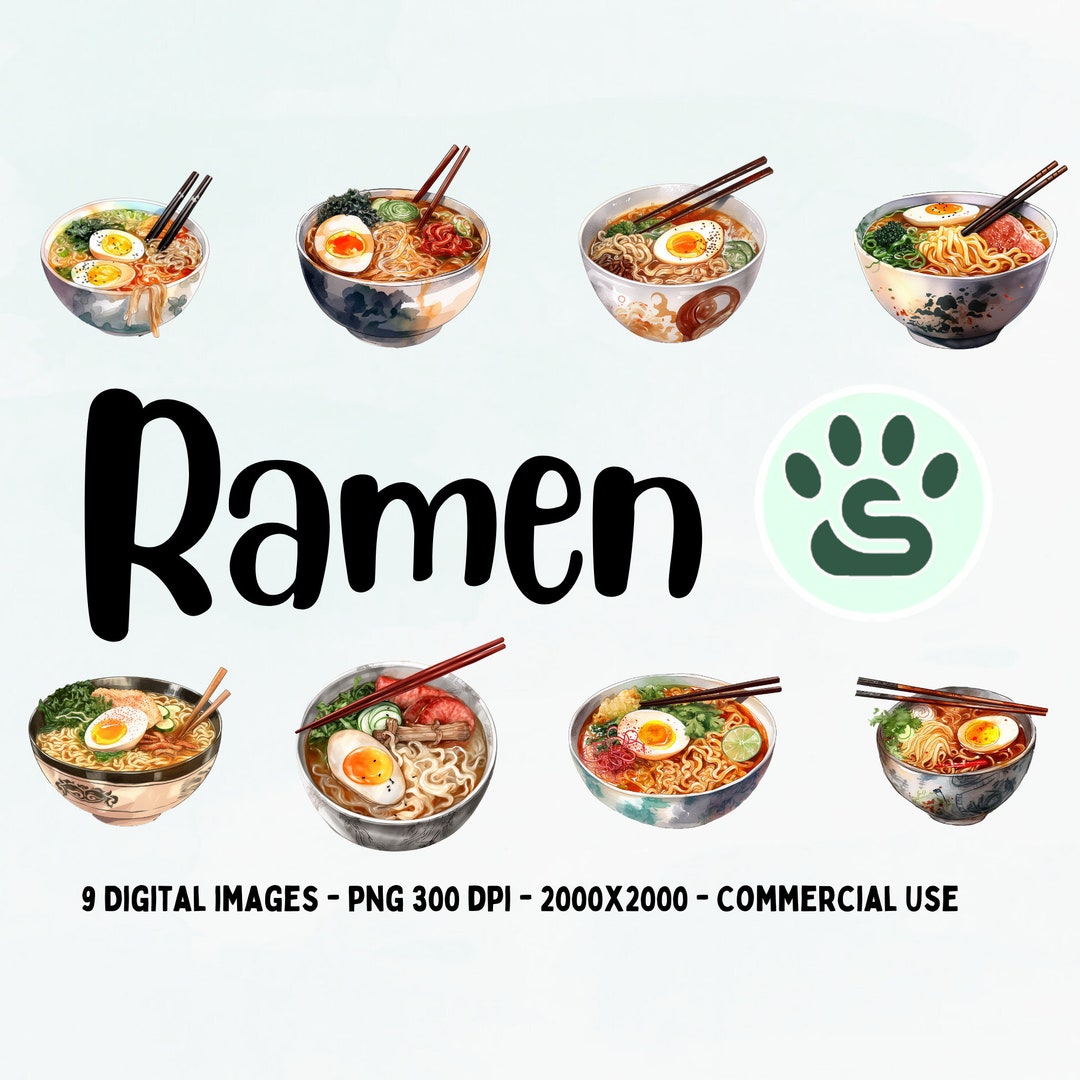 Watercolor Ramen Bowl Clipart | Ramen PNG | Soup Graphic PNG | Kawaii ...